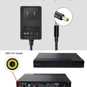 Replace Sony Blu Ray DVD Player Power Cord 12V AC Adapter, fit for Sony BDP-S5200 BDP-S3200 BDP-S3700 BDP-S6700 BDP-S1700 BDP-S3500 Blu-ray DVD Player, Suitable for The Sony AC-M1208UC AC Adapter