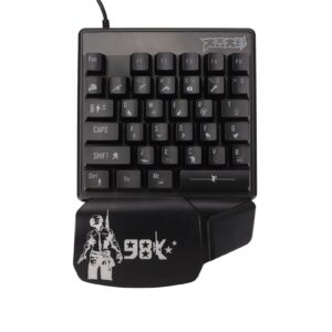 one handed gaming keyboard, 35 keys single led glowing small keyboard ergonomic design mini f5 gaming keyboard for esports game