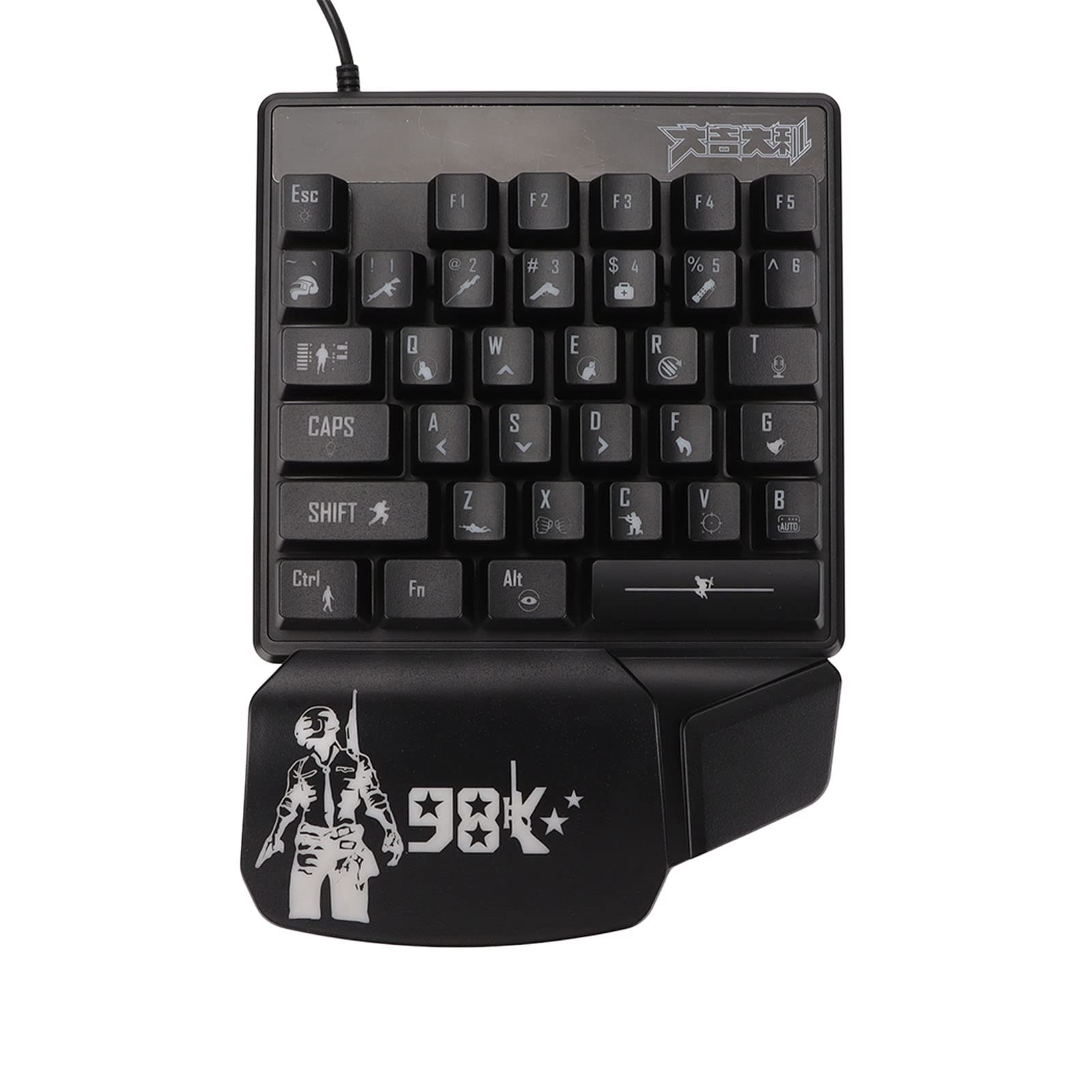 One Handed Gaming Keyboard, 35 Keys Single Led Glowing Small Keyboard Ergonomic Design Mini F5 Gaming Keyboard for Esports Game