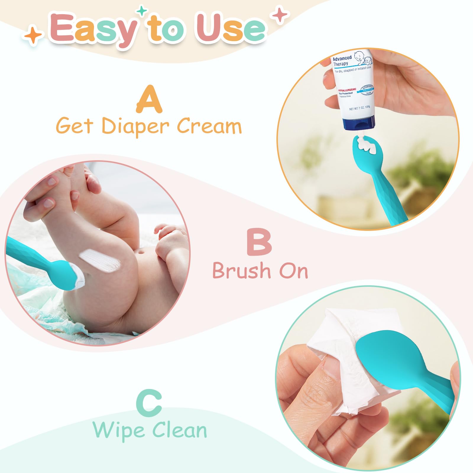 Youngso Diaper Cream Spatula - Diaper Cream Applicator with Suction Cup Base - Hygienic and Easy to Clean -Butt Spatula for Baby Essentials -Baby Shower Gifts - 2 Pack,Blue & Purple