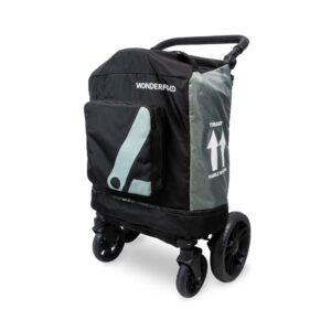 wonderfold stroller wagon travel cover featuring front storage pocket, inner storage pocket for rear basket and canopy, and an optional wheel cover (fits only w4)