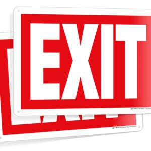 iSYFIX Exit Sign – 2 Pack 10x7 Inch – 40 mil Thick Polystyrene Plastic Sign, Laminated UV, Scratch & Fade Resistance, Waterproof, Indoor & Outdoor, Exit Signs for Exterior.