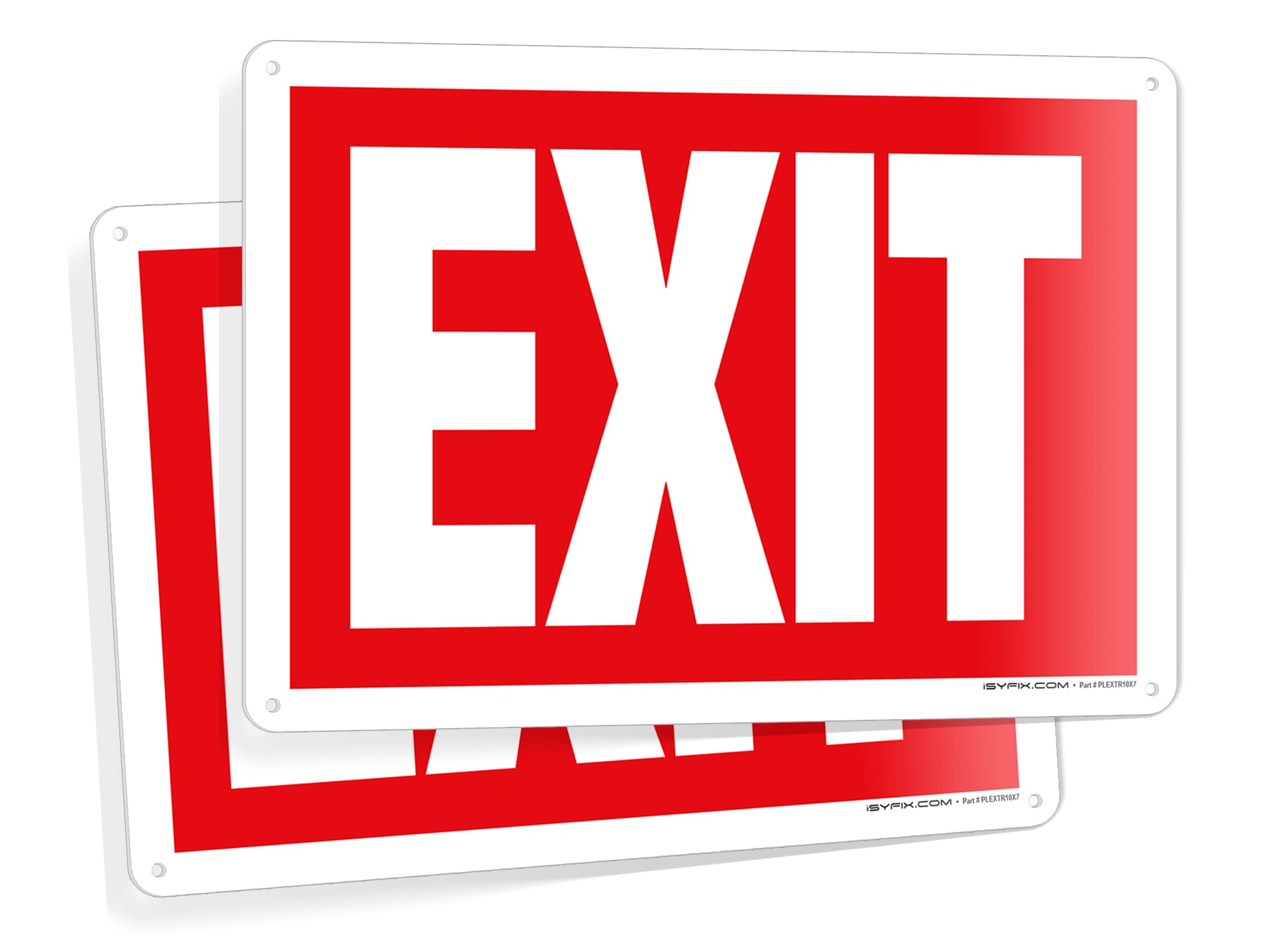 iSYFIX Exit Sign – 2 Pack 10x7 Inch – 40 mil Thick Polystyrene Plastic Sign, Laminated UV, Scratch & Fade Resistance, Waterproof, Indoor & Outdoor, Exit Signs for Exterior.