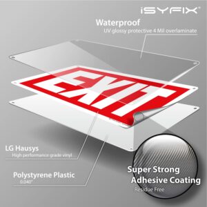 iSYFIX Exit Sign – 2 Pack 10x7 Inch – 40 mil Thick Polystyrene Plastic Sign, Laminated UV, Scratch & Fade Resistance, Waterproof, Indoor & Outdoor, Exit Signs for Exterior.