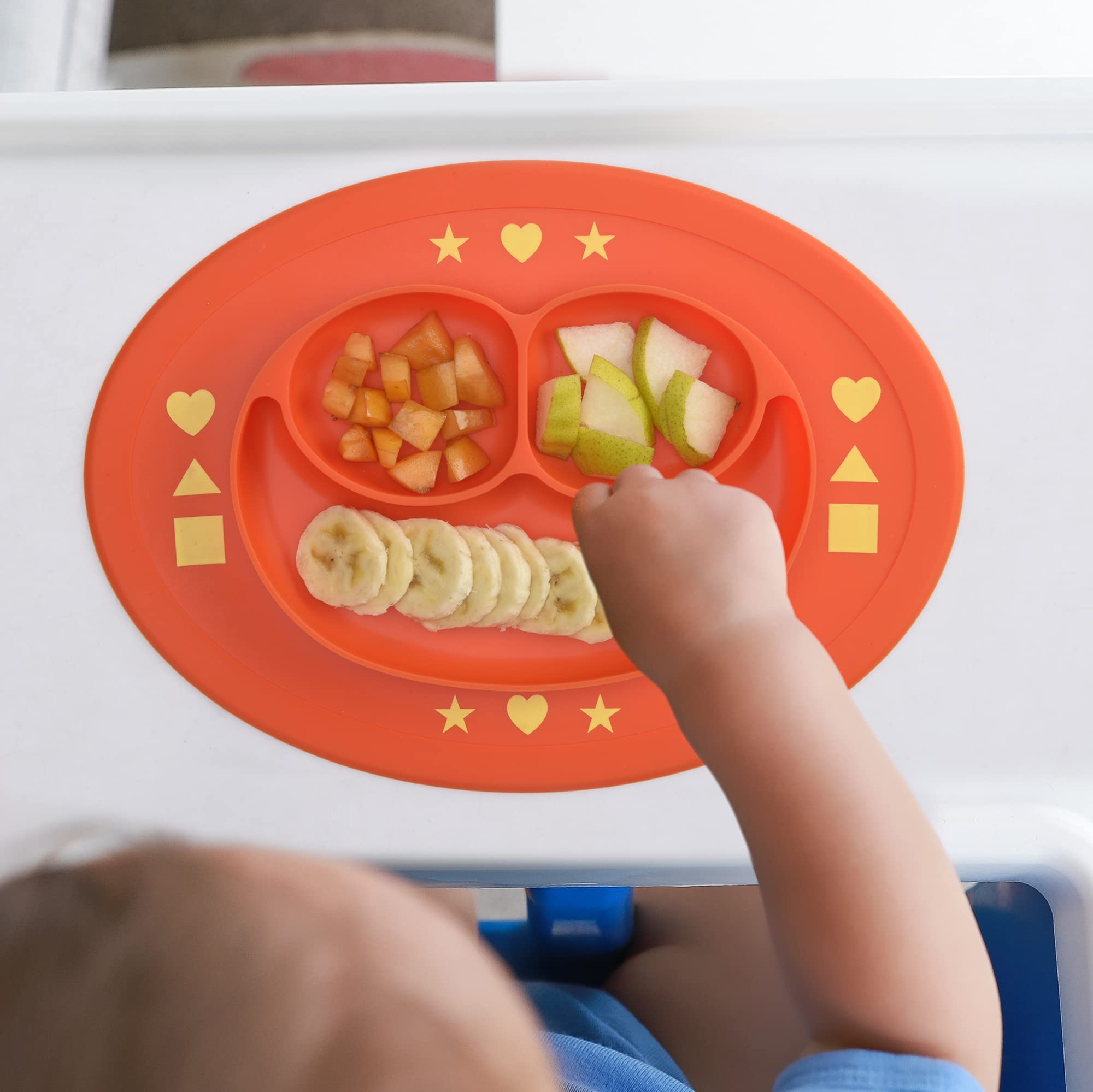 SERLY Baby Plates 2 Pack (Red/Green) - 100% Silicone Suction Plates for Babies - Baby Plates - Suction Plates for Toddlers - Toddler Plates - Baby Plates Microwave Dishwasher Safe - Learning Shapes