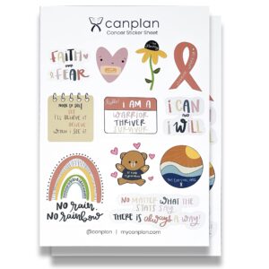 canplan cancer sticker sheet - uplifting cancer stickers for cancer patients - best cancer gift - gifts for cancer patients - a5 size sticker sheet (2 sheets)