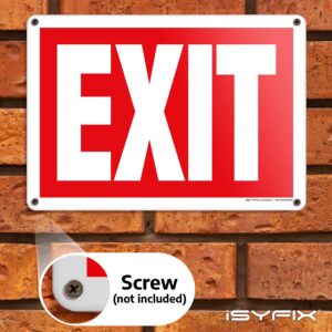 iSYFIX Exit Sign – 2 Pack 10x7 Inch – 40 mil Thick Polystyrene Plastic Sign, Laminated UV, Scratch & Fade Resistance, Waterproof, Indoor & Outdoor, Exit Signs for Exterior.