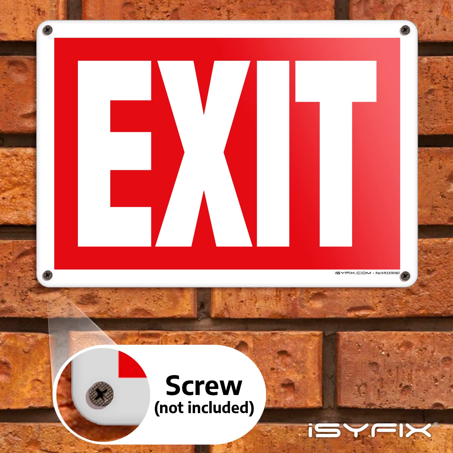 iSYFIX Exit Sign – 2 Pack 10x7 Inch – 40 mil Thick Polystyrene Plastic Sign, Laminated UV, Scratch & Fade Resistance, Waterproof, Indoor & Outdoor, Exit Signs for Exterior.