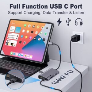 USB C Hub Ethernet Multiport Adapter, LasAnclas 8-in-1 USB C Docking Station 4K HDMI, 100W PD, 3 USB 3.0, 1Gbps LAN USB C Dongle, SD/TF Reader USB C Dock for MacBook Air/Pro,iPad Pro 2021