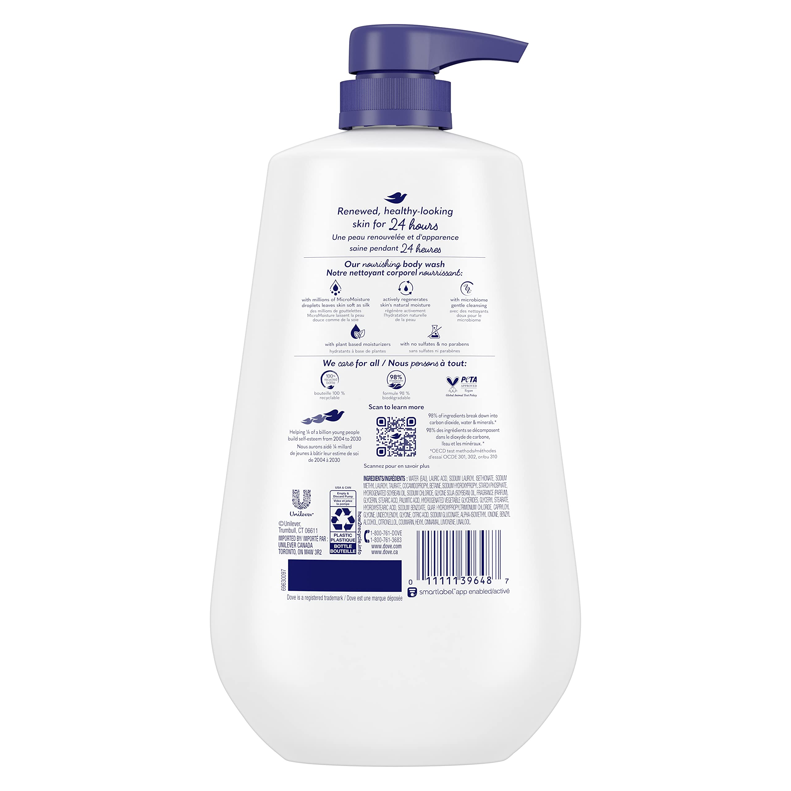 Dove Body Wash with Pump with Skin Natural Nourishers Instantly Soft Skin and Lasting Nourishment Deep Moisture Cleanser Effectively Washes Away Bacteria While Nourishing Your Skin 34 oz (Pack of 3)