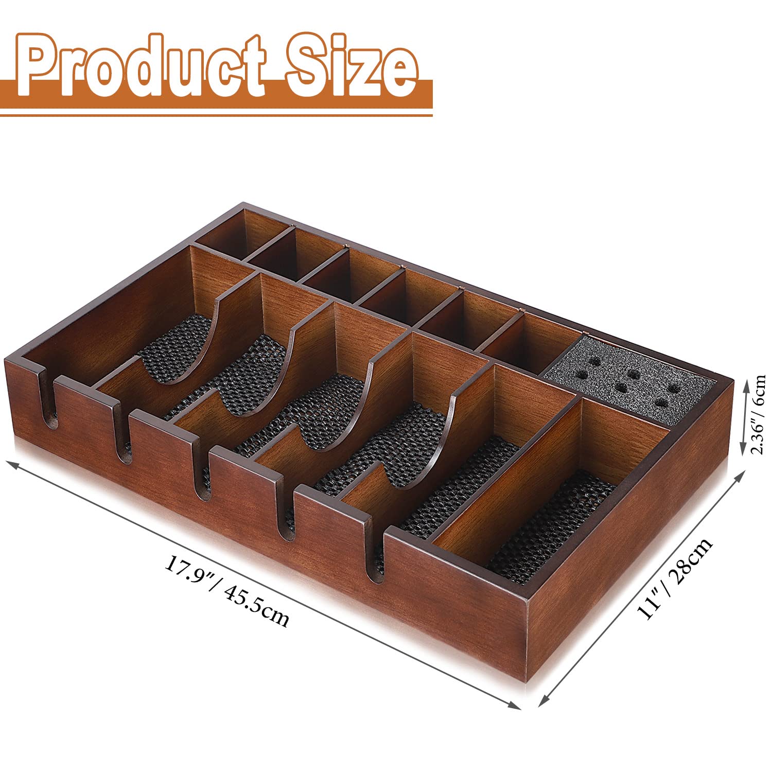 Noverlife Wooden Barber Clipper Tray, Anti-slip Hairdresser Clipper Organizer, Wood Barber Table Collector, Professional Hair Trimmer Holder, Cosmetic Container Razor Tool Case Box with 5 Slots