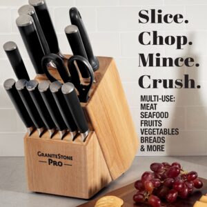 GraniteStone Pro Nutriblade 14-Piece Knife Set for Kitchen with Knife Block, Premium Kitchen Knives Set for Kitchen, Chef Knife Set with Block, Complete Knifes Set, Ultra Sharp Stainless-Steel Blade