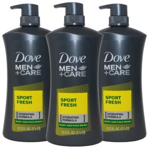 dove men+care sport fresh body wash for men, hydrating formula, 33.8 ounce pump bottle (pack of 3)