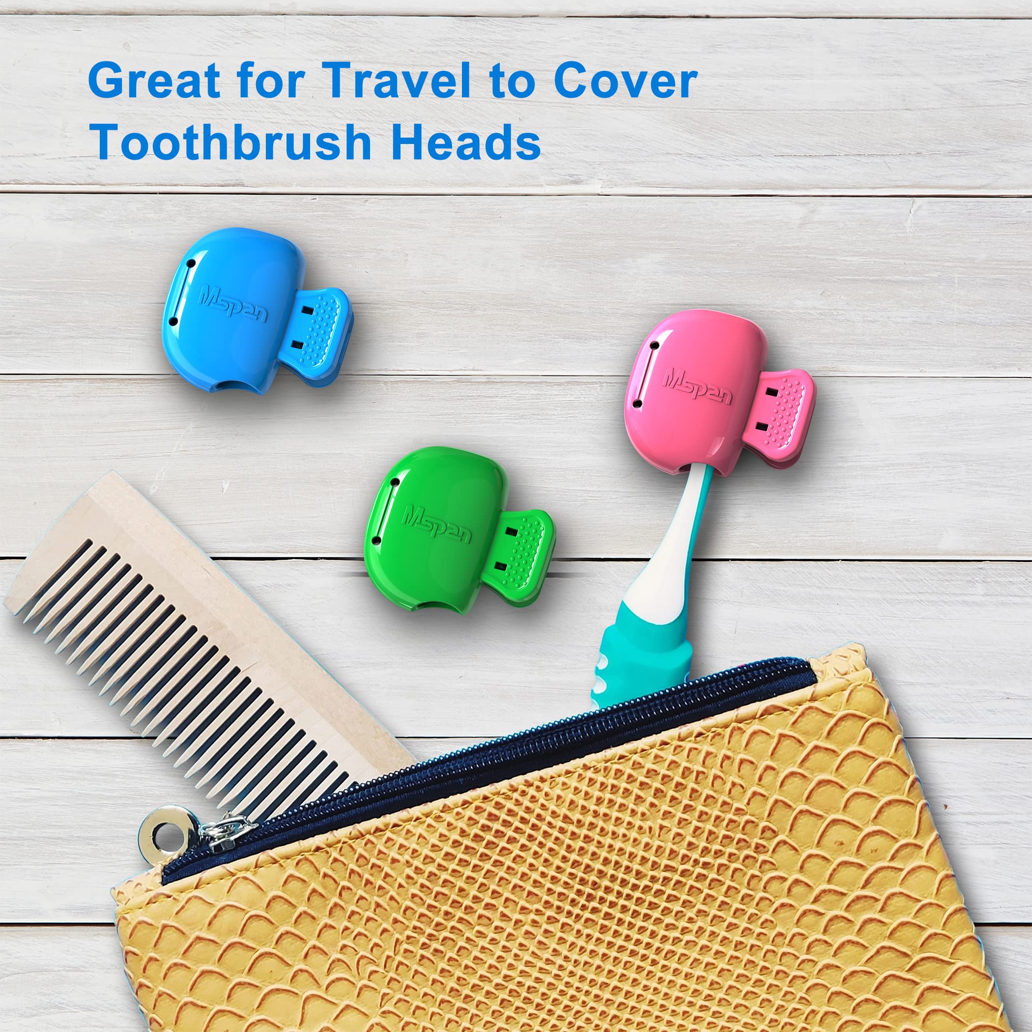 Mspan Toothbrush Cover Cap Case: Brush Head Protector Pods Plastic Travel Tooth Brushing Clip for Manual & Electric Toothbrush - 6 Packs