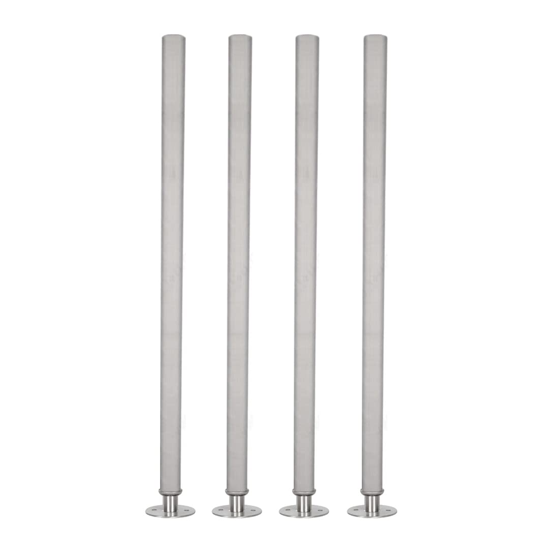 AmGood 35" Galvanized Steel Legs for Work Tables with Adjustable Stainless Steel Flanged Foot | Set of 4 Legs