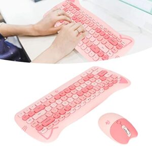 Wireless Keyboard Mouse Combo,Colorful Cute 2.4G Wireless Keyboard and Mouse Set,Ergonomic Gaming Keyboard and Mouse Kit for Windows,for OS X,for Android(Pink)