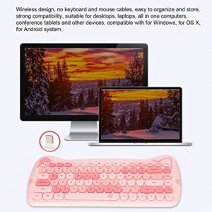 Wireless Keyboard Mouse Combo,Colorful Cute 2.4G Wireless Keyboard and Mouse Set,Ergonomic Gaming Keyboard and Mouse Kit for Windows,for OS X,for Android(Pink)