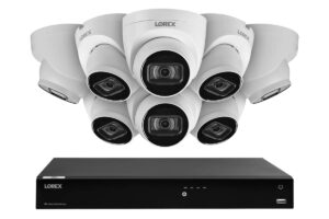 lorex fusion 4k security camera system w/ 3tb nvr - 16 channel poe wired home security system w/ 8 metal dome cameras - color night vision, audio recording, long-range ir, weatherproof surveillance