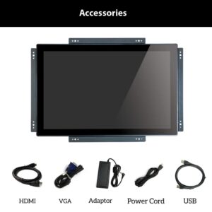 19 Inch 4:3 Open Frame Design Touch Screen Monitor Display with VESA & Rear Mounting Bracket for Kiosk Industrial Automation POS Retail Self-Service