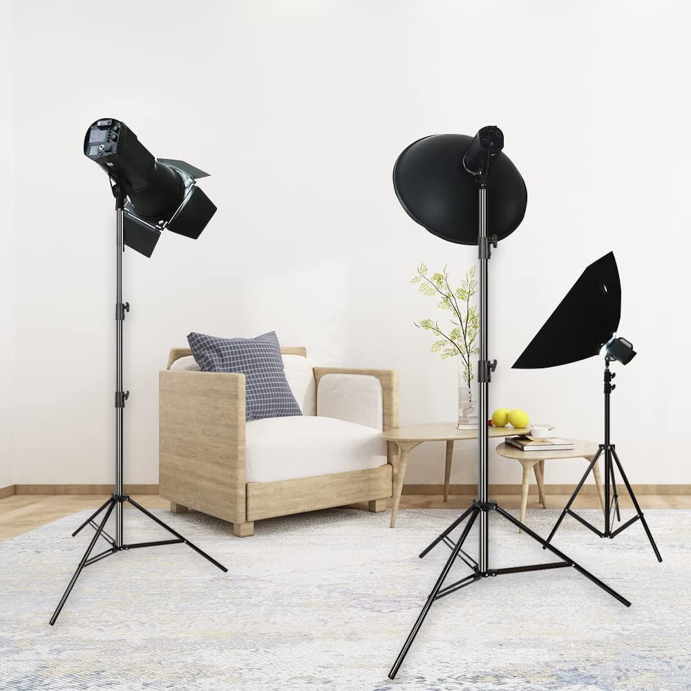 Heavy Duty Light Stand 9.5ft, Aluminum Alloy Lights Stand Spring Cushioned Adjustable Photo Video Lighting Stand, Photography Studio Tripod Stands for Flash LED Video Lights, Ring Lighting, Softboxes