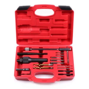 ocpty glow plug disassemble disassembler 16pc tool kit with ratchet-bar drill holding adaptor fit for damaged broken 8mm 10mm glow plugs