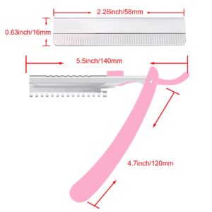 RESHANG Single Edge Razor with 30 Blades, Multipurpose for Eyebrow Razors, Hair Trimmer Body, Face Razors Women Men, Reusable a Protective Case, Pink