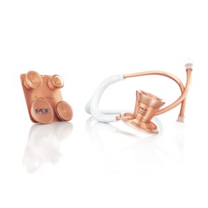 mdf instruments rosegold procardial cardiology stethoscope (rose gold - white) + mdf pediatric and neonatal attachments with clip