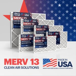 BNX TruFilter 16x25x1 Air Filter MERV 13 (4-Pack) - MADE IN USA - Electrostatic Pleated Air Conditioner HVAC AC Furnace Filters for Allergies, Pollen, Mold, Bacteria, Smoke, Allergen, MPR 1900 FPR 10