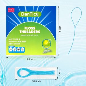 Floss Threaders, Deep Clean Dental Floss Threader for Braces, Bridges, and Implants 200PCS(4Pack),Blue