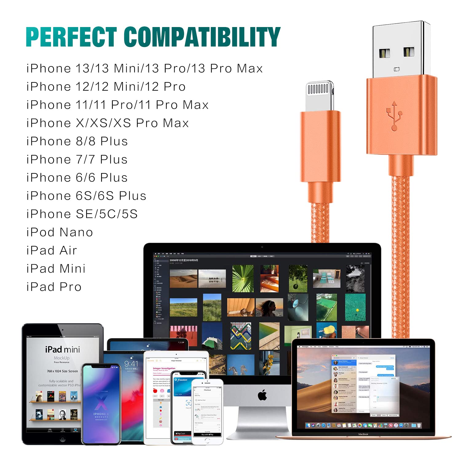 iPhone Charger Cable 2Pack 10FT MFi Certified Lightning Cable Nylon Braided High Speed Data Sync Cord Fast Charging Long Cord Compatible iPhone 13/12/11Pro Max/11Pro/11/XS/Max/XR/X/8/8P/7 More