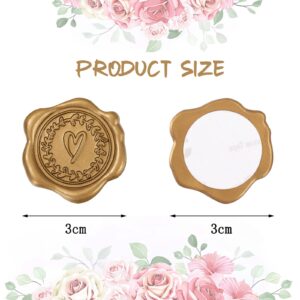 Whaline 50Pcs Embossed Wax Seal Stickers Heart Pattern Envelope Seal Stickers Bronze Classic Self-Adhesive Decorative Stamp Sticker for Wedding Greeting Invitation Cards Snail Mails Wine Packages Gift