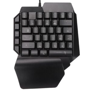 gowenic one handed gaming keyboard, 39 keys luminous professional gaming keyboard usb wired single hand mechanical keyboard with wrist rest for pc gaming