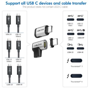 USB C Magnetic Adapter 240W 2PCS, Straight and 90 Degree Right Angle Magnetic USB C Adapter Detachable with 24 pin Fast Charging USB4 40Gbps 8K60Hz, for Thunderbolt 3/4 Laptops and More USB C Devices