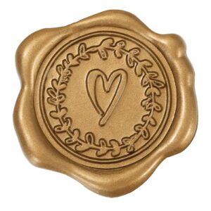 whaline 50pcs embossed wax seal stickers heart pattern envelope seal stickers bronze classic self-adhesive decorative stamp sticker for wedding greeting invitation cards snail mails wine packages gift