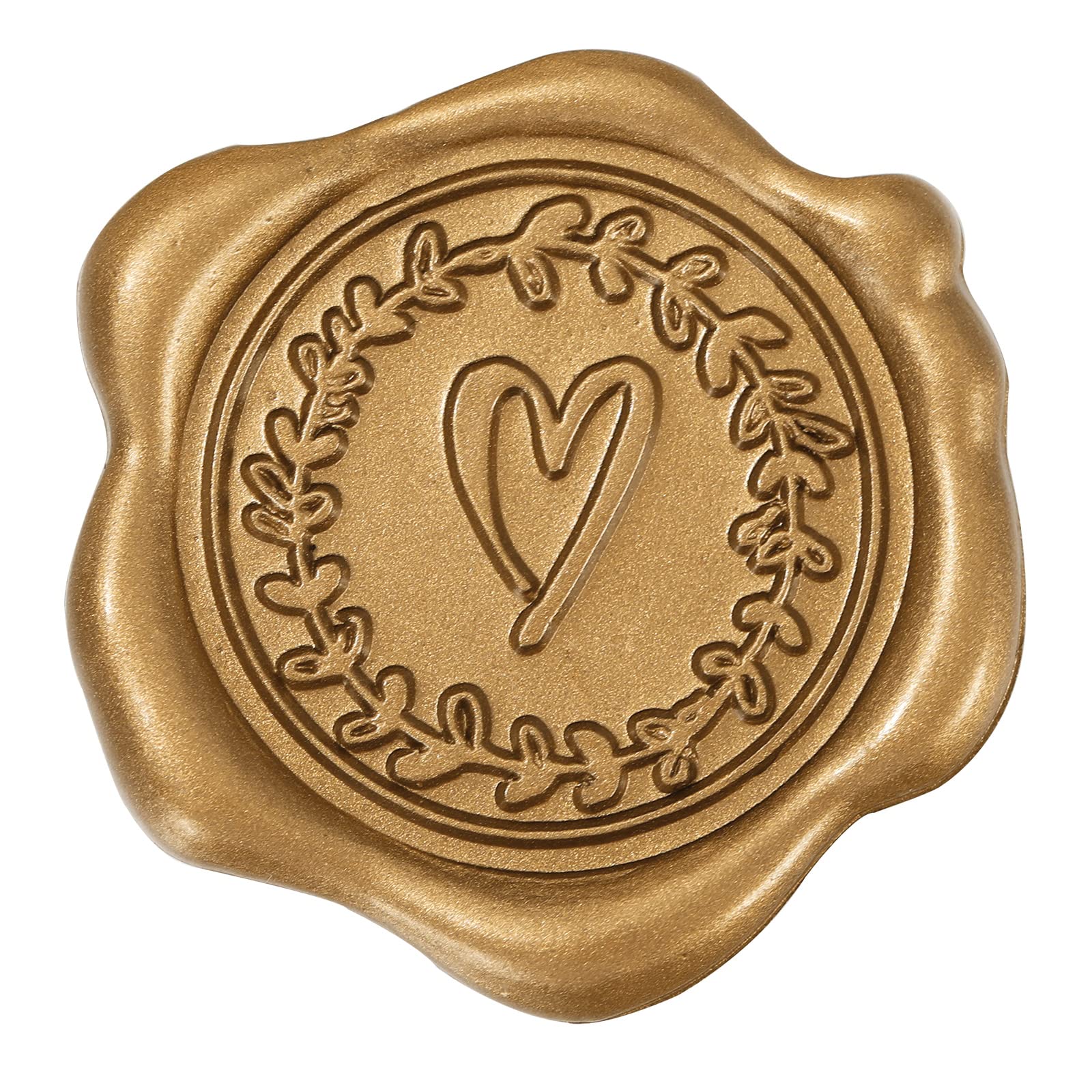 Whaline 50Pcs Embossed Wax Seal Stickers Heart Pattern Envelope Seal Stickers Bronze Classic Self-Adhesive Decorative Stamp Sticker for Wedding Greeting Invitation Cards Snail Mails Wine Packages Gift