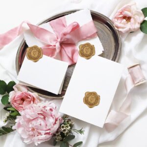 Whaline 50Pcs Embossed Wax Seal Stickers Heart Pattern Envelope Seal Stickers Bronze Classic Self-Adhesive Decorative Stamp Sticker for Wedding Greeting Invitation Cards Snail Mails Wine Packages Gift