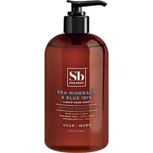 soapbox liquid hand soap sea minerals & blue iris 12 oz pump bottles 77148, 12 fl oz (pack of 1)