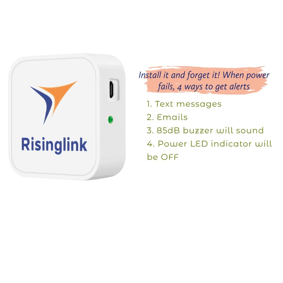 Risinglink Power Failure Alarm, Power Failure Detector, with Email, Text Message, and Audio Alerts(2nd Generation)