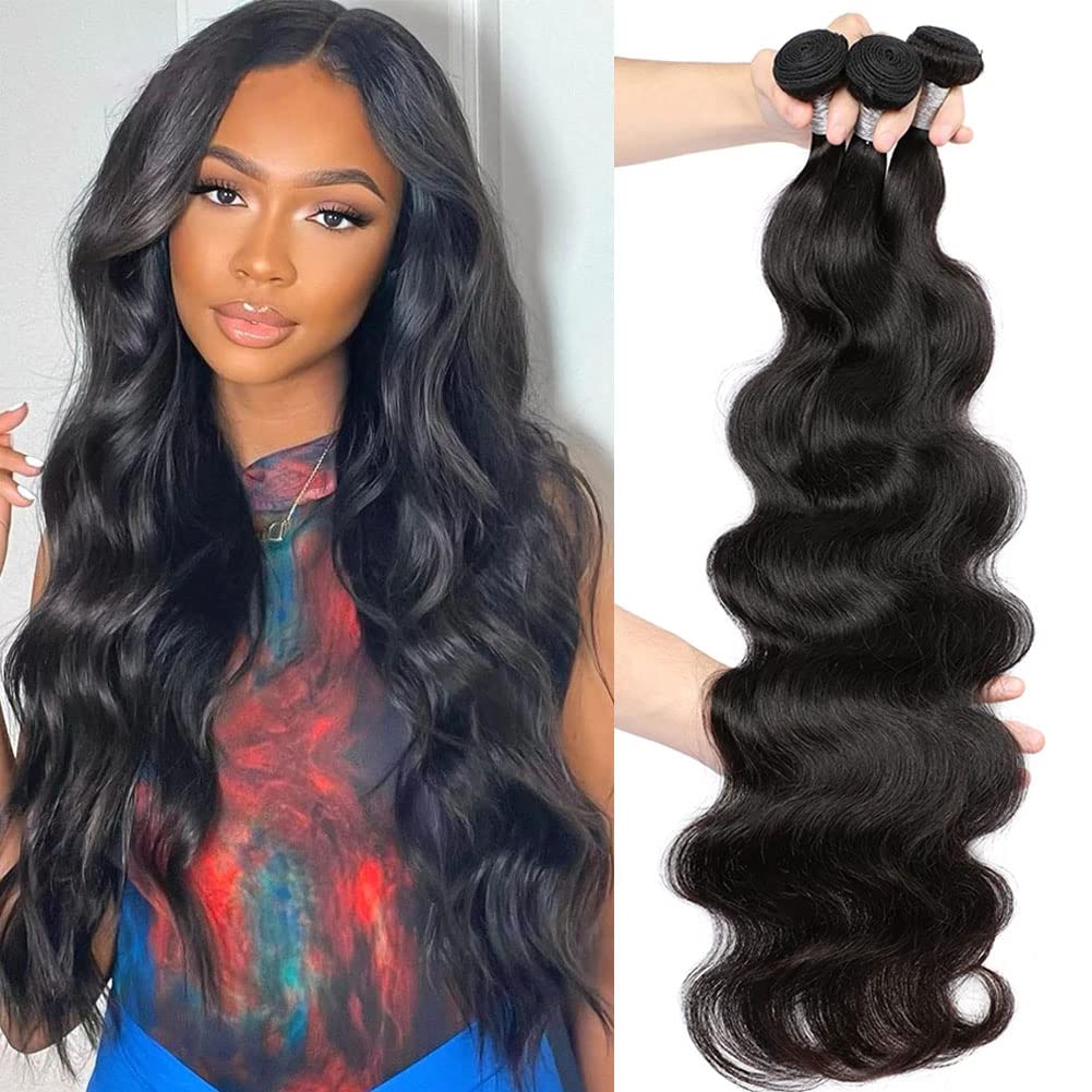 10A Brazilian Body Wave Bundles 20 22 24 Inch Human Hair Bundles 100% Unprocessed Virgin Hair Body Wave 3 Bundles Human Hair Weave Bundles Deals 1B Natural Black