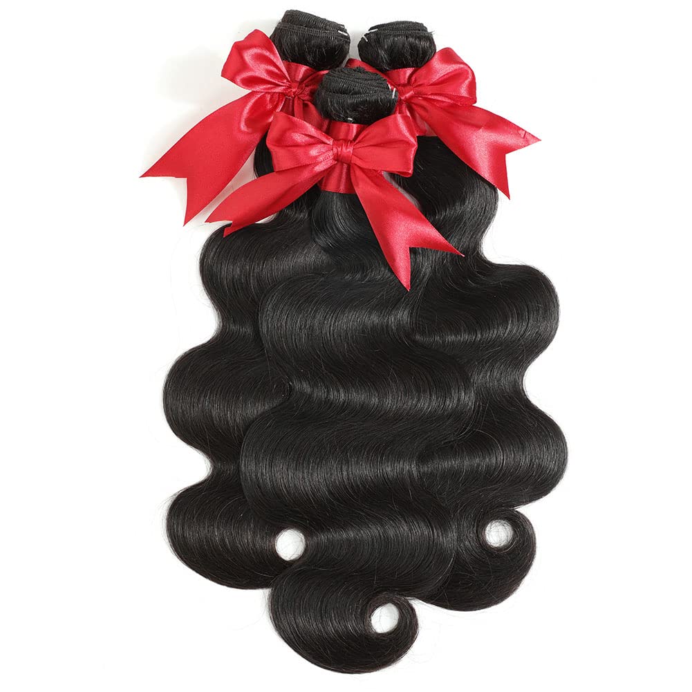 10A Brazilian Body Wave Bundles 20 22 24 Inch Human Hair Bundles 100% Unprocessed Virgin Hair Body Wave 3 Bundles Human Hair Weave Bundles Deals 1B Natural Black