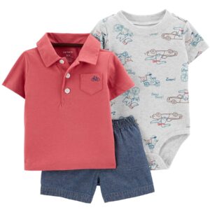 Carter's 3-Piece Giraffe Little Short Set (Grey Multi, 12 Months)