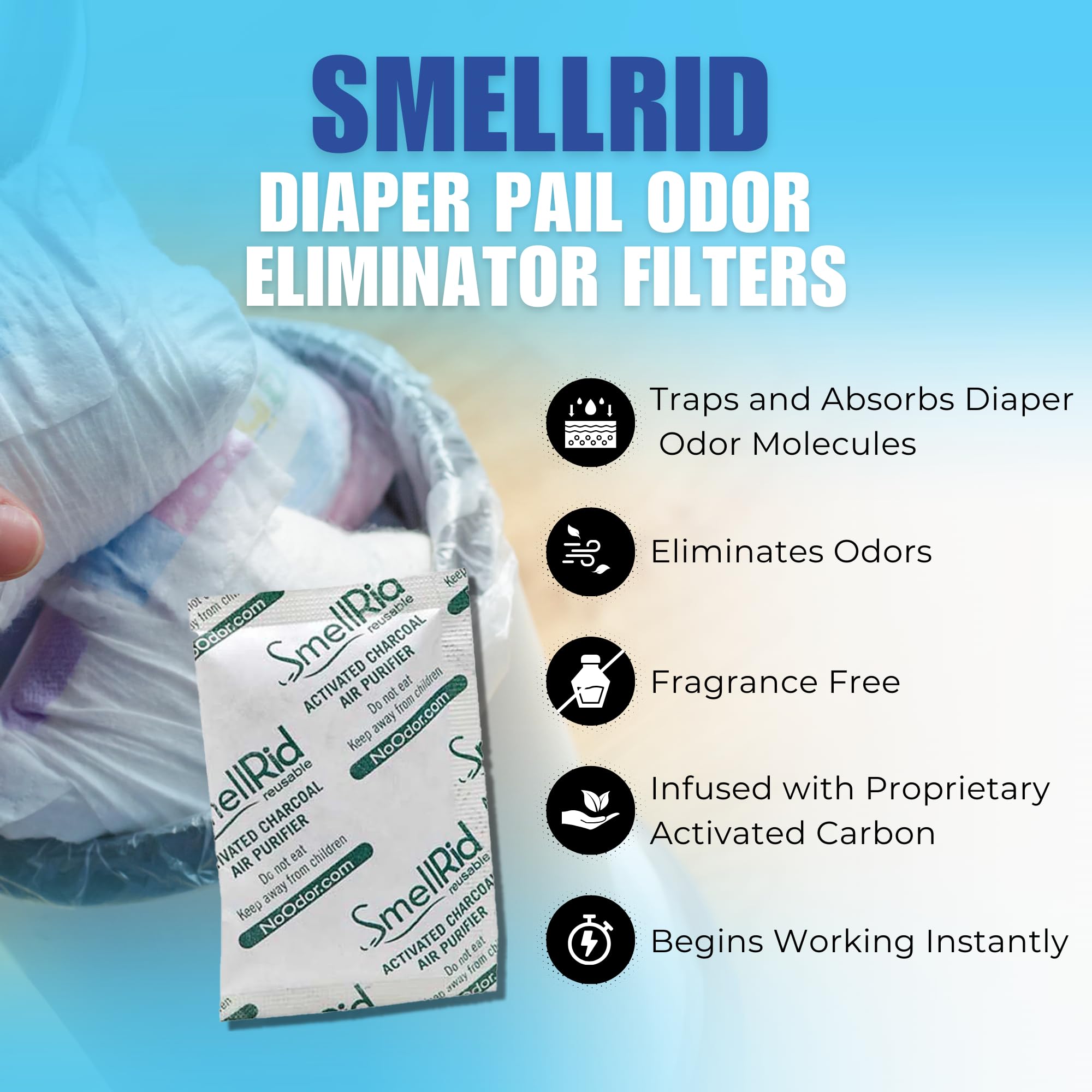 SMELLRID Activated Charcoal Smell Absorbent [30 Pack] - Mini 15g (2.4" x 3.2") Pack Treats 7 Sq. Ft.- Premium Natural Absorber Protects Against Odor, Dampness & Rust