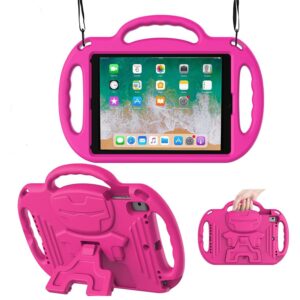 tirin ipad 9.7 kids case for ipad 6/5th generation, ipad air 1 & air 2 & pro 9.7 shockproof protective case with handle shoulder strap and kickstand for ipad 5/6 & ipad air 1st/2nd gen 2018/2017, pink