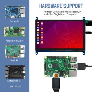 Hosyond 7 Inch IPS LCD Touch Screen Display Panel 1024×600 Capacitive Screen HDMI Monitor for Raspberry Pi5/Pi4/Pi3/ZERO W, BB Black, Windows 10 8 7