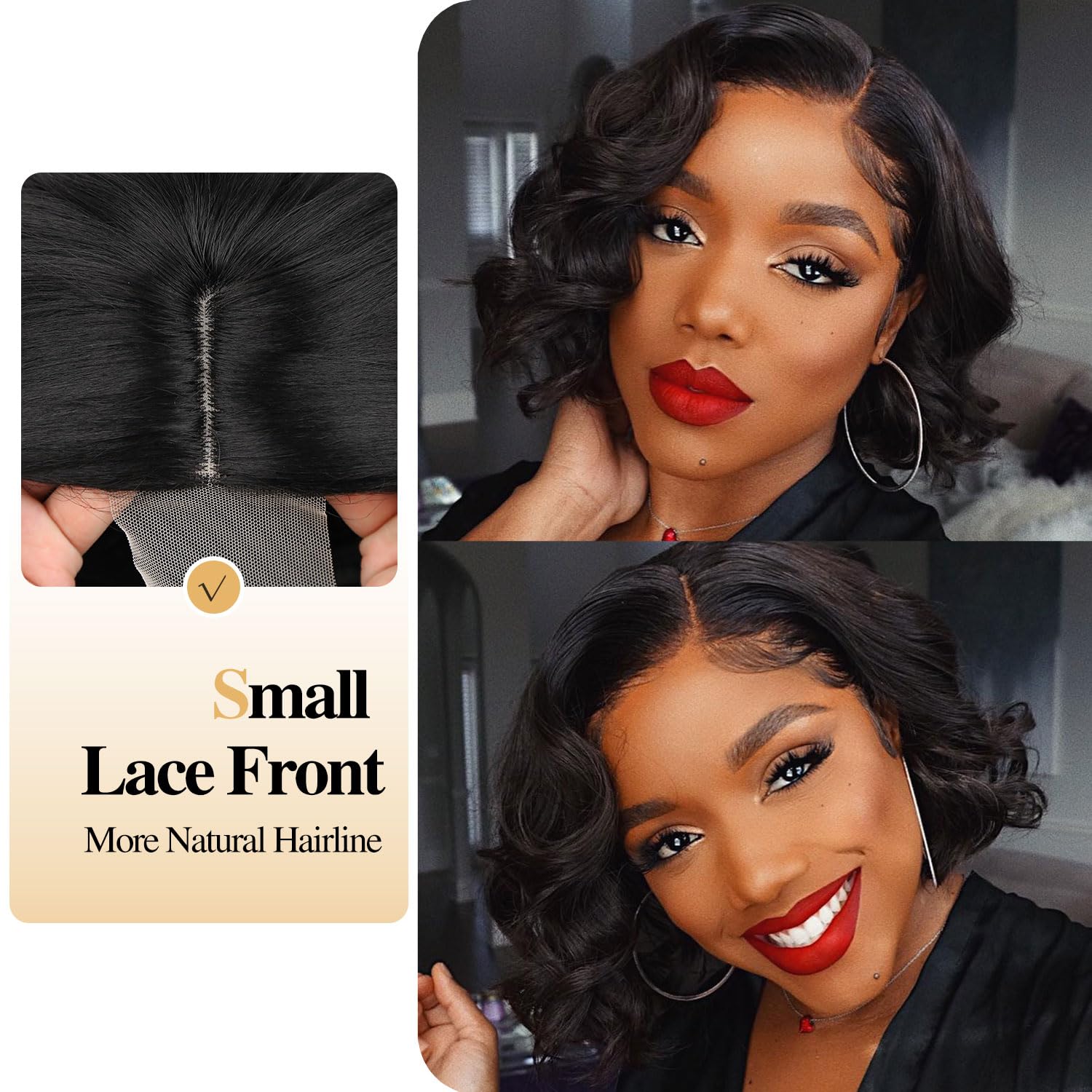 Fancy Hair Short Curly Bob Wig Lace Curled Bob Wigs for Black Women Big Curly Lady Side Part Wigs Synthetic Body Wave Wig for Women Daily Cosplay Use