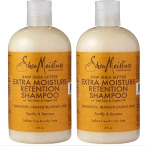 extra moisture retention shampoo - raw shea butter - repairs dry, damaged or transitioning hair - 2 pack (379ml each)