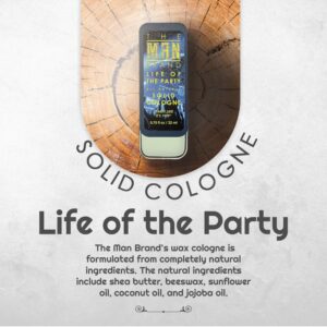 Life of the Party Solid Cologne - Natural Men's Cologne - Life fo the Party Wax Cologne, Travel Size Cologne for men - natural mens cool water cologne (3/4 oz (Pack of 1), Life of the Party)