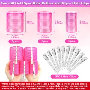 Cludoo Jumbo Hair Curlers Rollers with Clips, 28 Pcs Self Grip Rollers Set for Volume and Curls - 6.3cm, 4.3cm, 3.7cm for Long, Medium, Short, Thick Hair, Bangs, and Salon Hair Styling