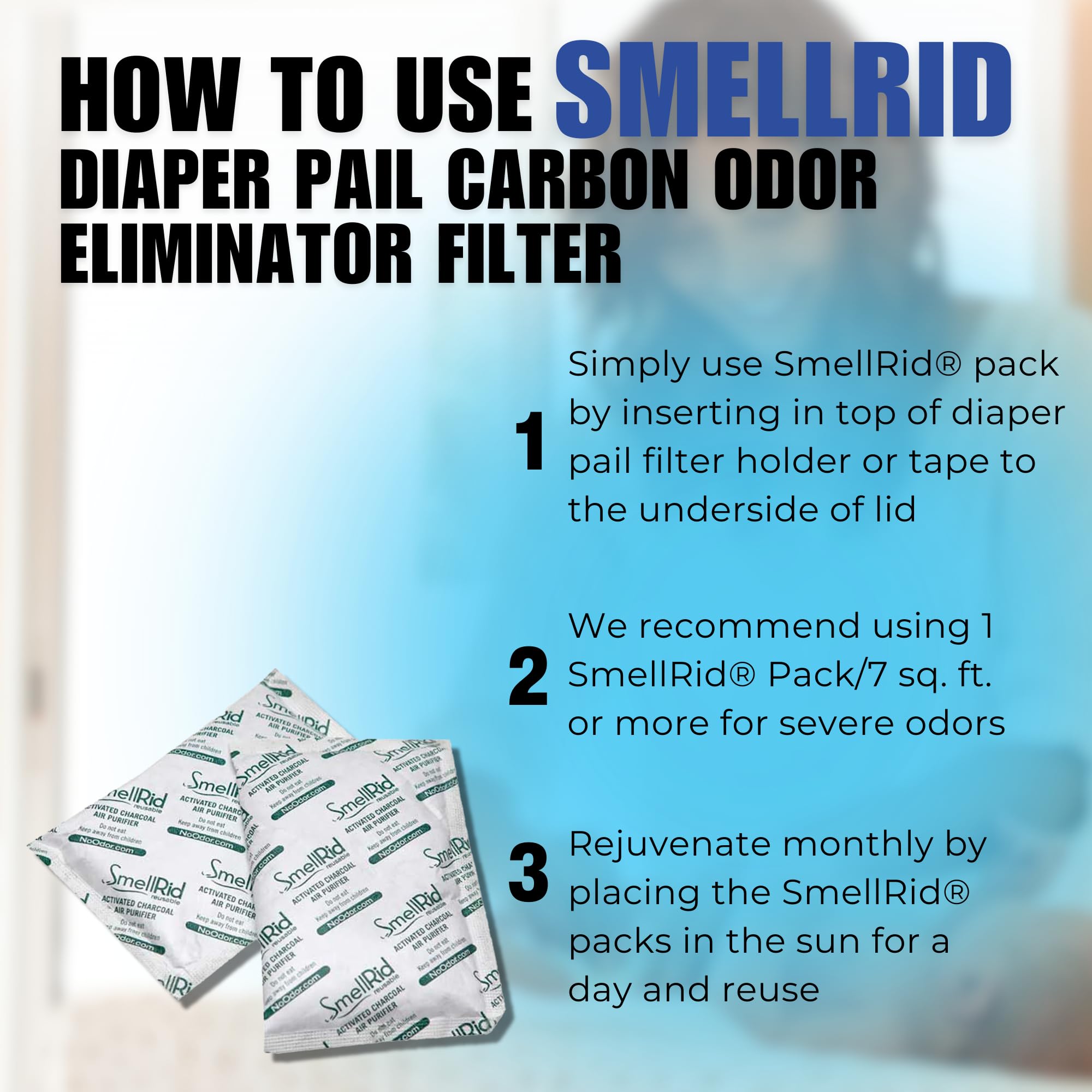 SMELLRID Activated Charcoal Smell Absorbent [30 Pack] - Mini 15g (2.4" x 3.2") Pack Treats 7 Sq. Ft.- Premium Natural Absorber Protects Against Odor, Dampness & Rust