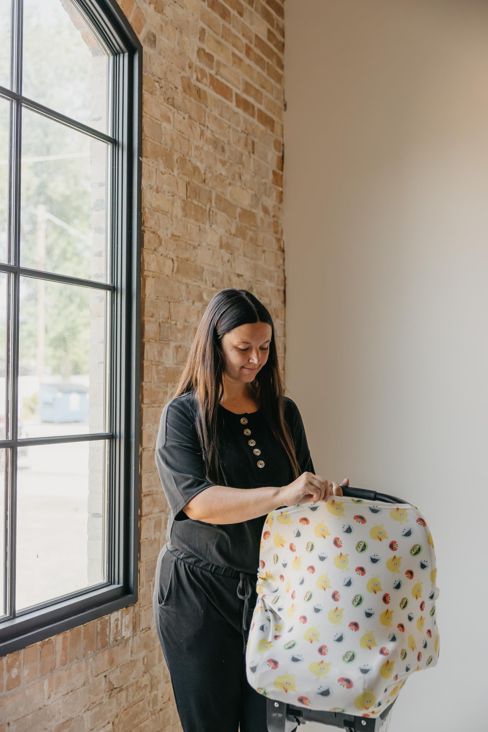 Copper Pearl Multi-Use Cover: Car Seat Covers, Nursing Cover, and Stroller Cover - Stretchy Fabric, All-Season Use, Stylish Designs, Easy Access for Moms - Sesame Scribbles